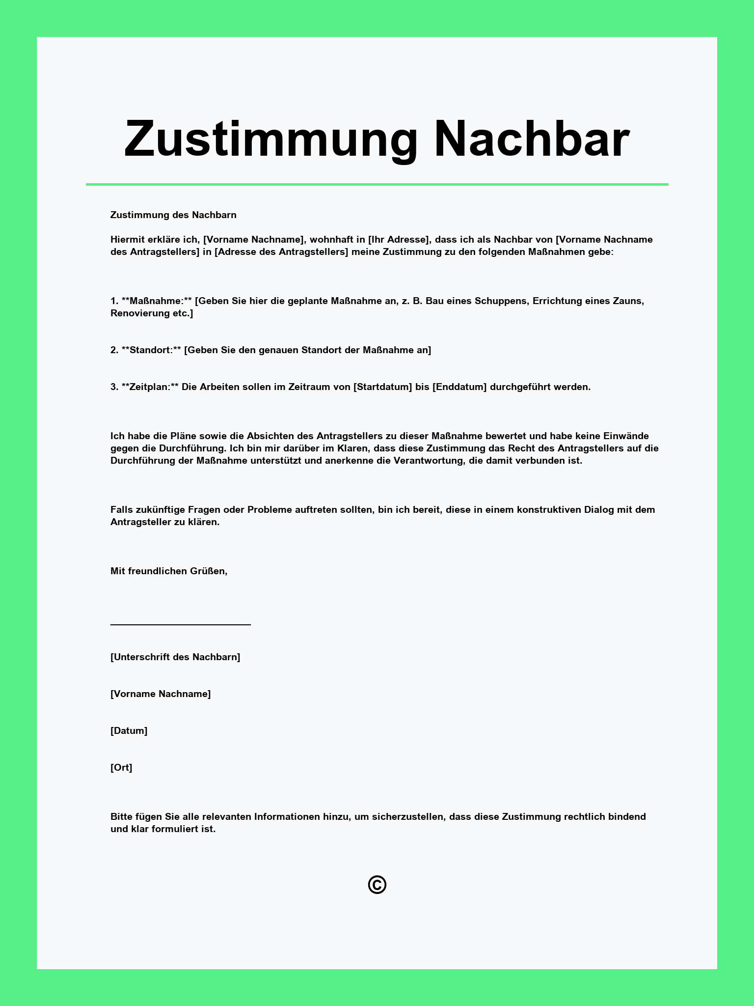 Zustimmung Nachbar Muster